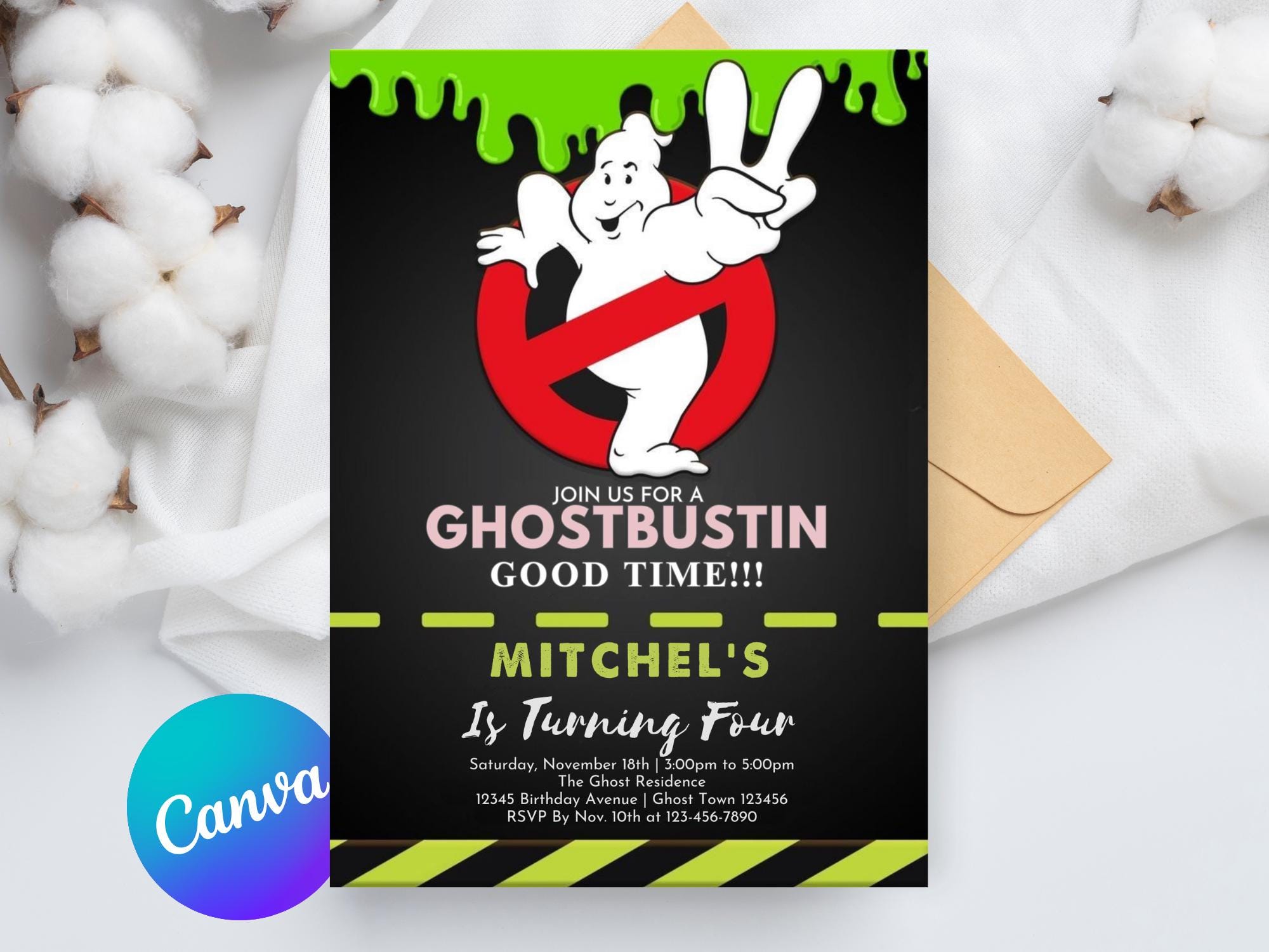 Editable Ghostbusters Birthday Invitation | Printable Ghostbusters ...