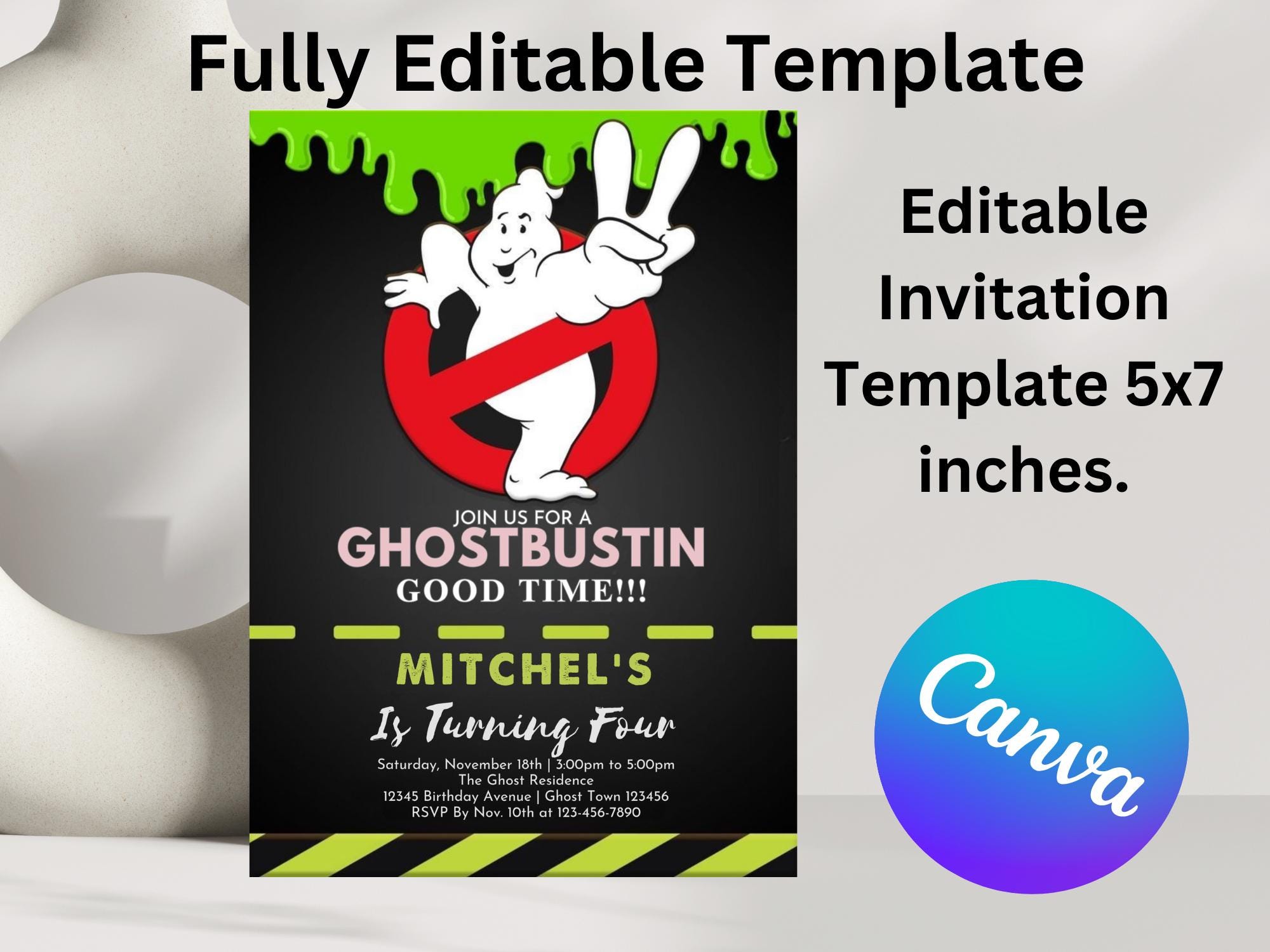 Editable Ghostbusters Birthday Invitation | Printable Ghostbusters ...