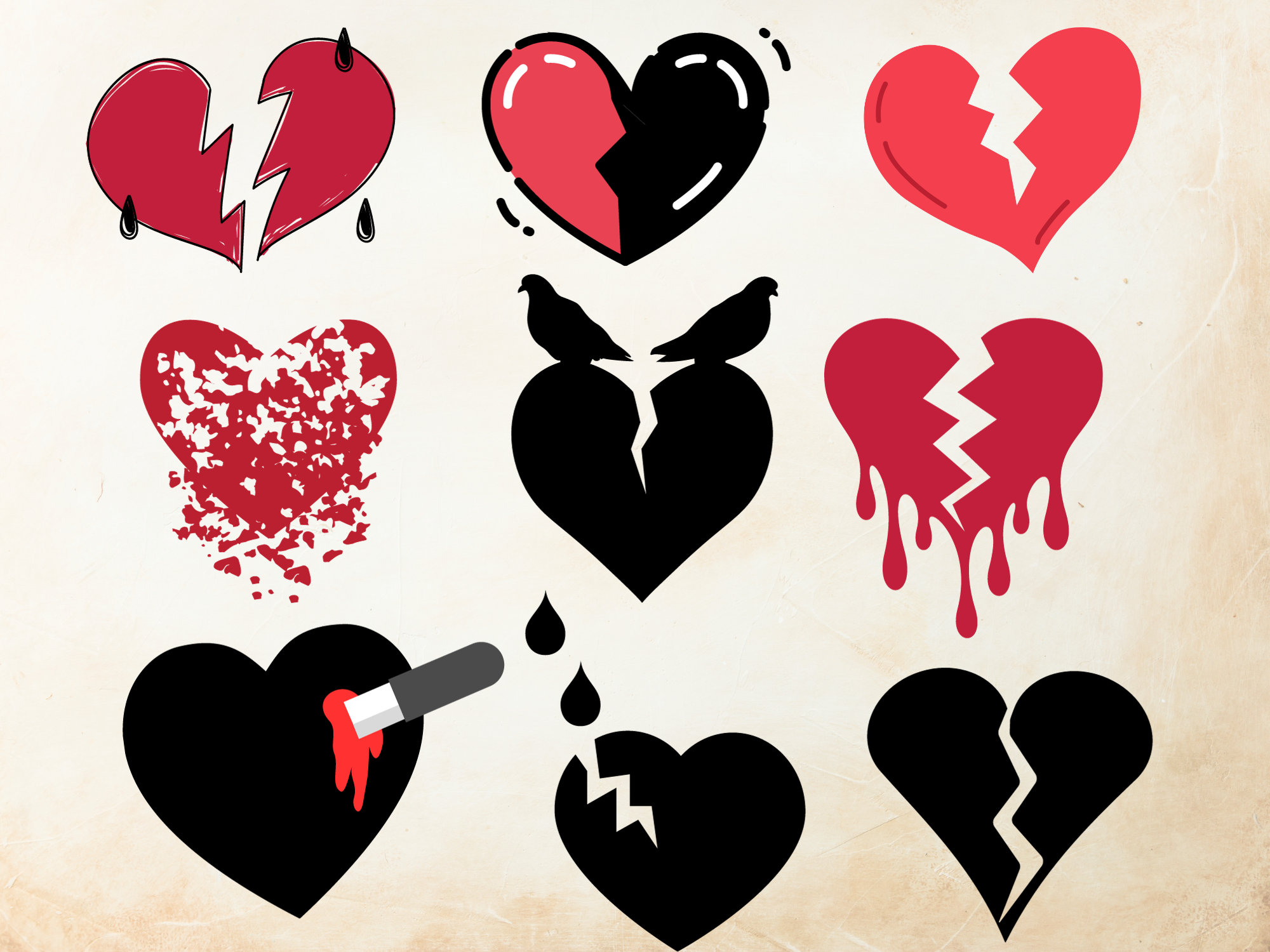 Broken Heart - Instant Digital Download , Broken Heart Svg, Broken ...