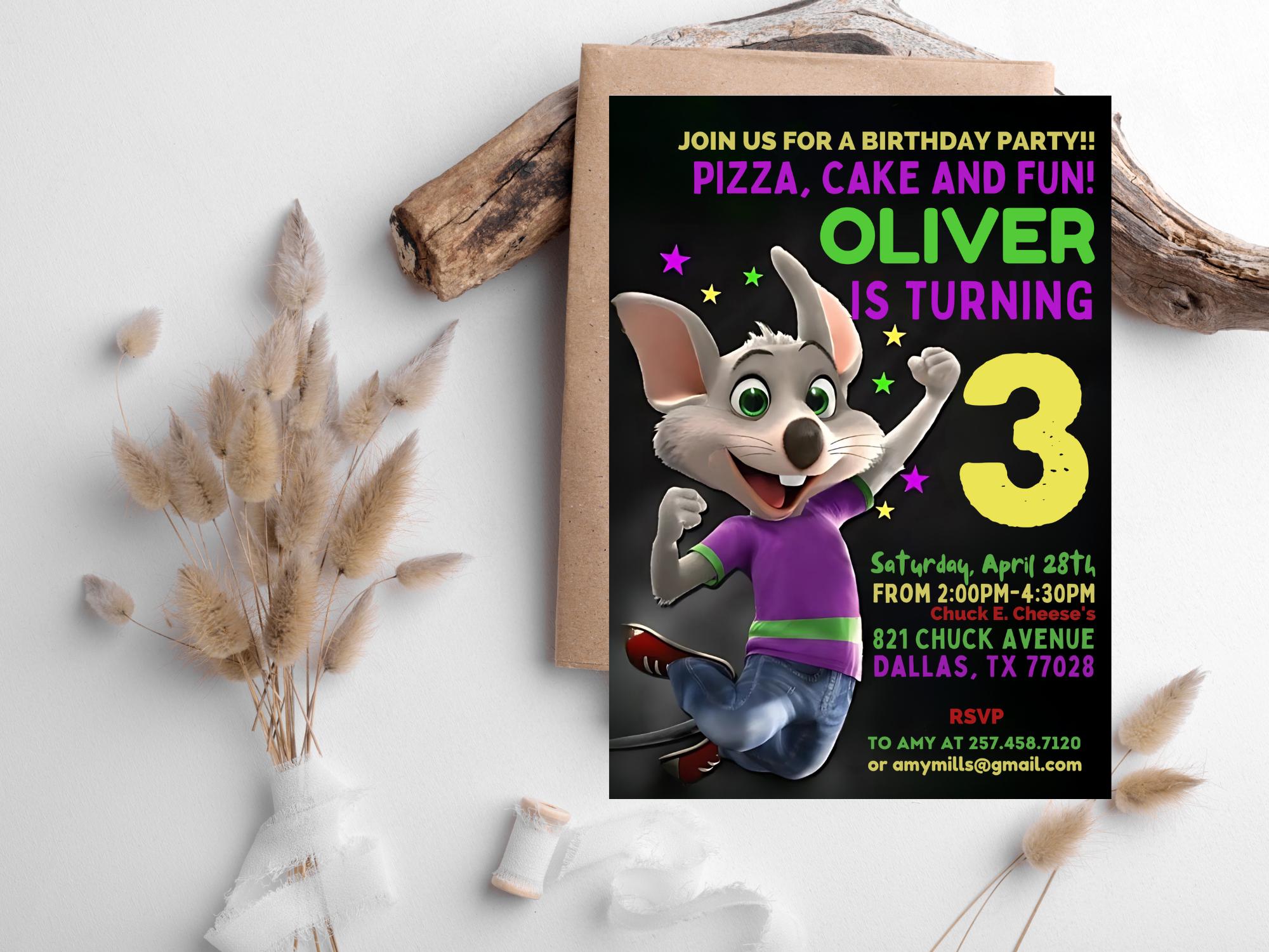 Editable Chuck E Cheese Birthday Invitation Template | Chuck Evite ...