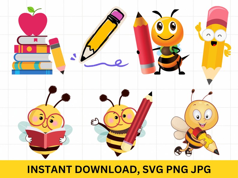 Pencil Svg Bundle, Pencil Clipart, Drawing Material, Back to School ...