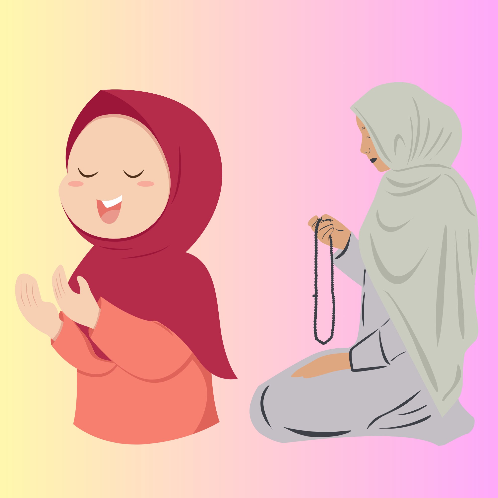 Women Prayer Clipart , Islamic Portrait , Islamic Prayer Sticker ...