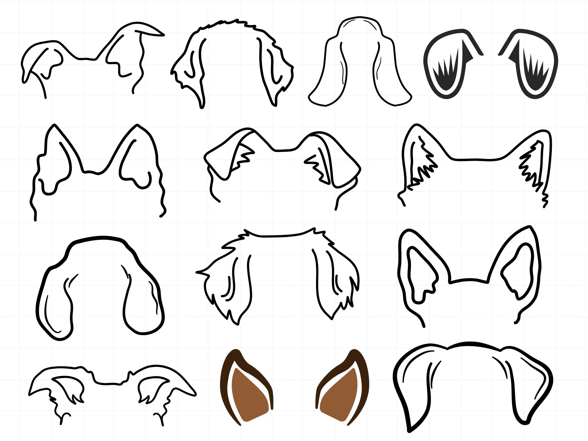 Dog Breed Ears SVG, Dog Ears Outline Bundle, Dog Svg Bundle, Dog Ears ...