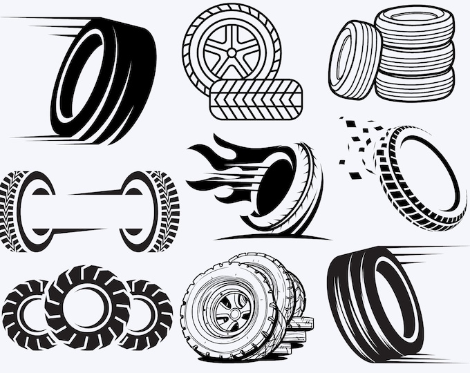 Tires SVG Bundle, Car Tires Svg File for Cricut, Wheels Design Elements ...