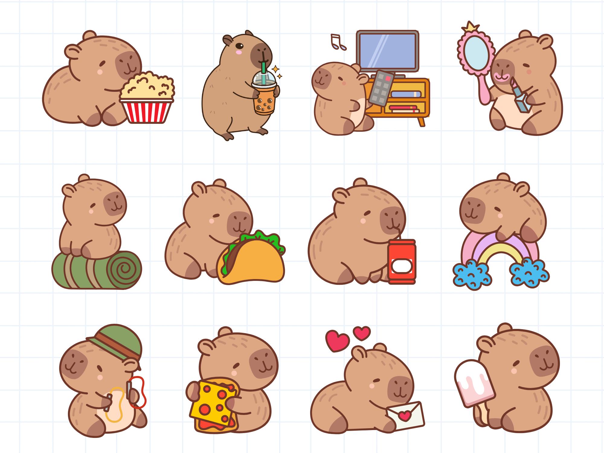 Cute Capybara PNG\ Funny Capybara Clipart Bundle\ Set Kawaii Animal ...