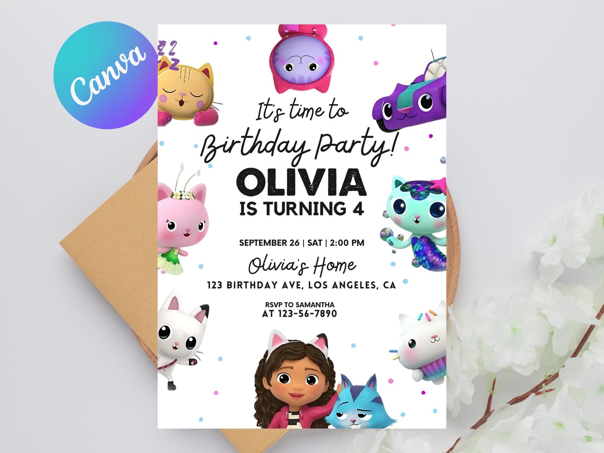 Gabbys Dollhouse Birthday Invitation | Editable Gabby's Kids Birthday ...