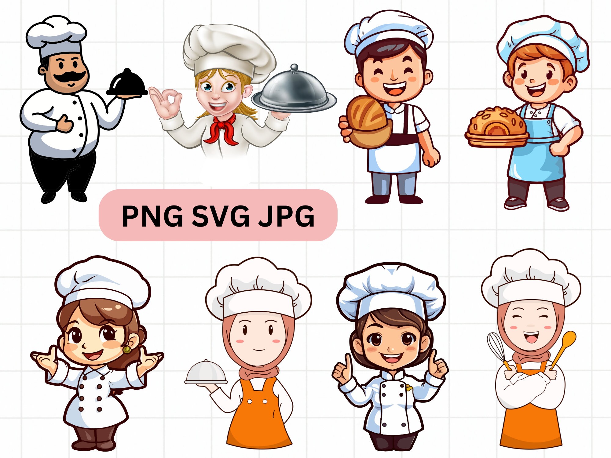 Animated Cooks Clipart PNG Digital Files, Chef Svg Chef Png Cook Svg ...