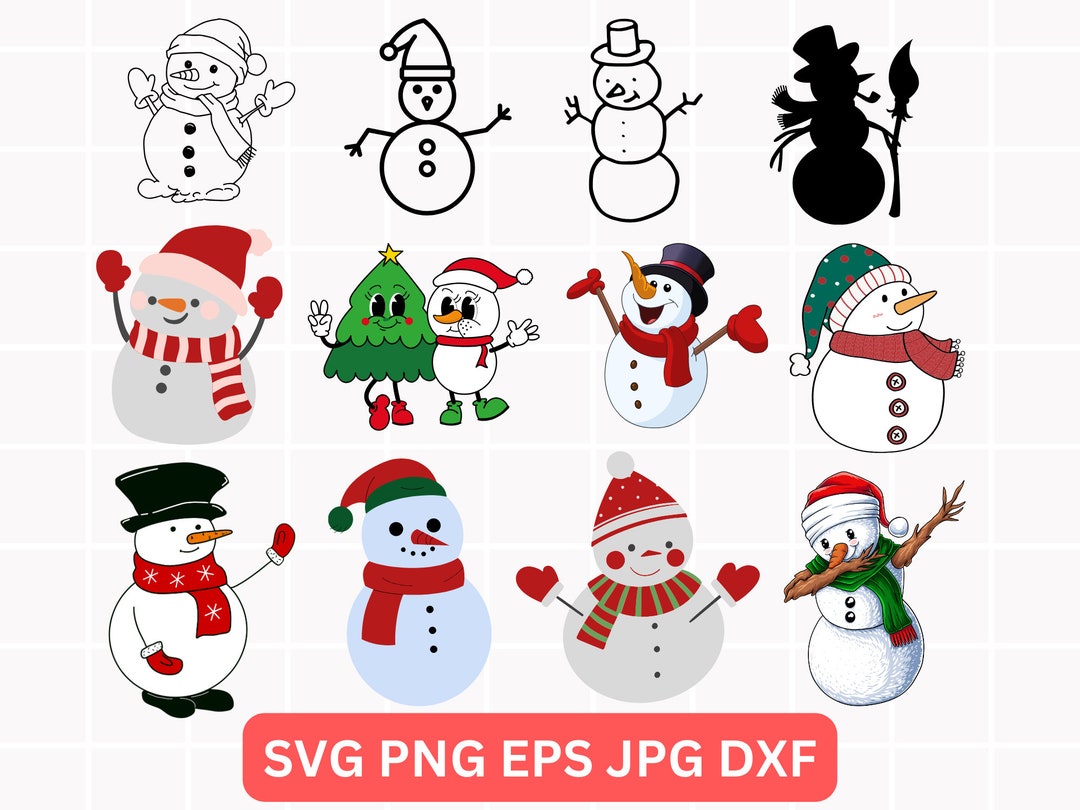 Snowman Svg Bundle Clipart, Snowman Svg, Snowman Faces SVG Bundle, Snow ...