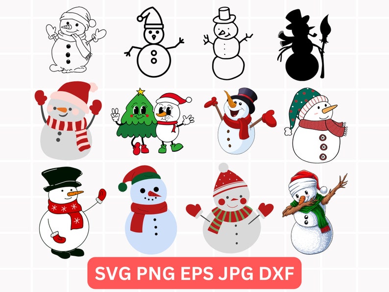 Snowman Svg Bundle Clipart, Snowman Svg, Snowman Faces SVG Bundle, Snow ...