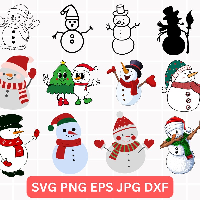 Cute Snowman Svg - Etsy