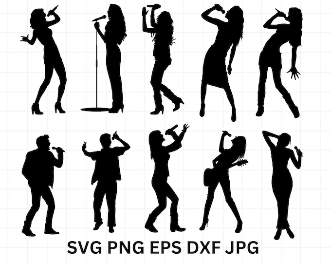Singer Svg, Singing People Svg, Clipart, Silhouette, Dxf, Cricut, Music ...