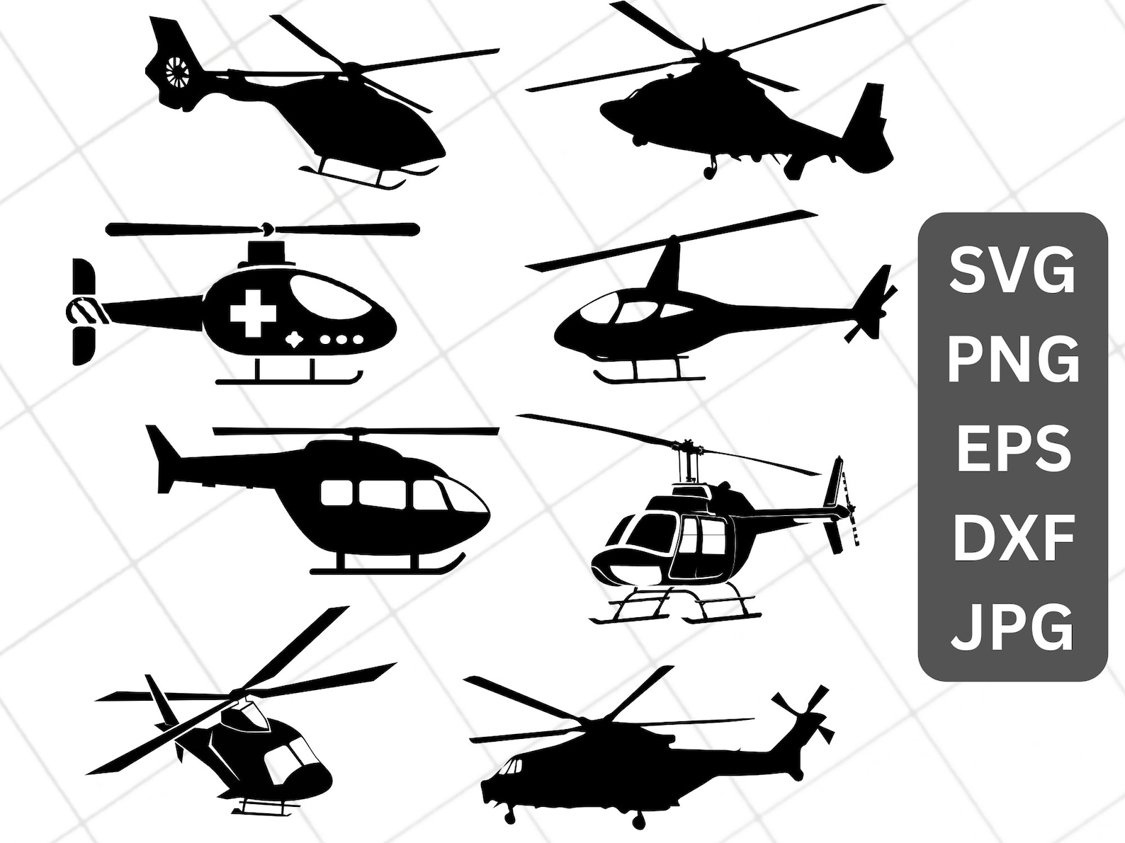 Helicopter Silhouette Svg, Military Aircraft Bundle, Chopper Svg ...
