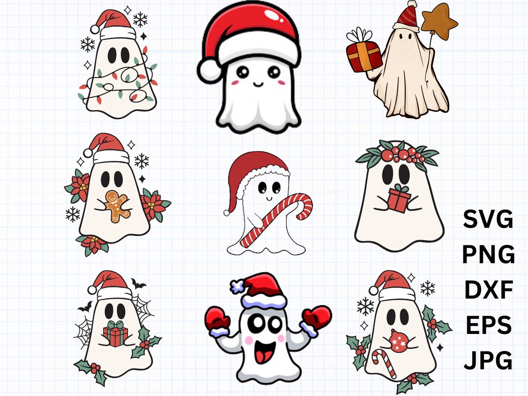 Christmas Ghost SVG, Spooky Christmas Svg, Cute Christmas Ghost SVG ...