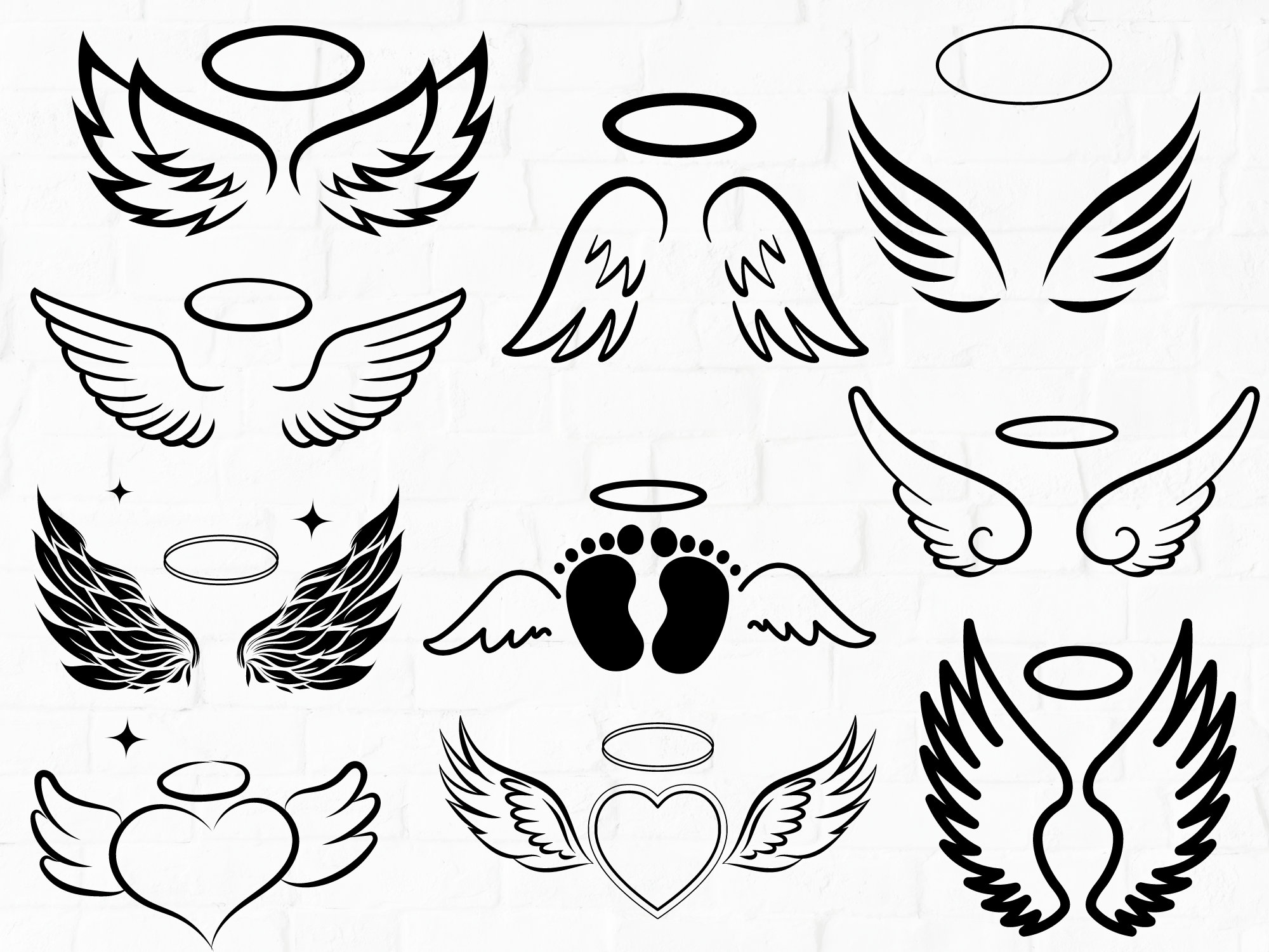 Angel Wings SVG, Angel Wings and Halo SVG, Angel Svg, Wings Svg, Wing ...
