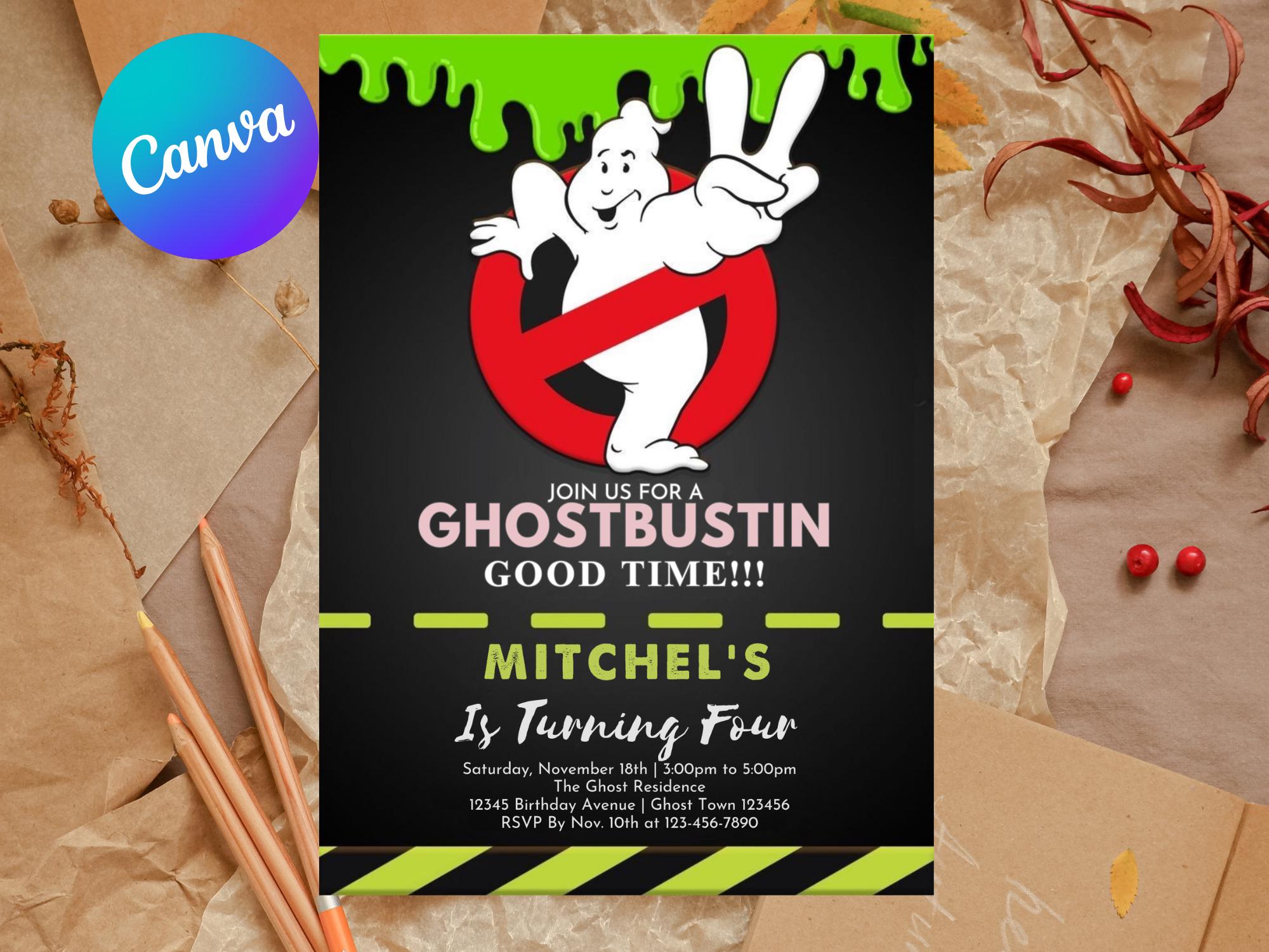 Editable Ghostbusters Birthday Invitation | Printable Ghostbusters ...