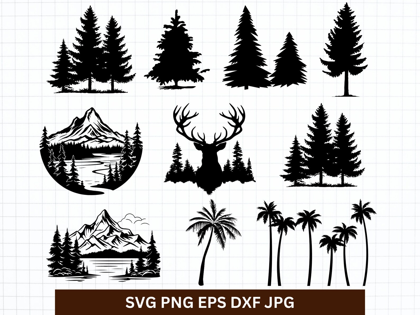 Mountain Forest SVG Bundle, Landscape Svg Wood, Forest Tree Svg, Forest ...