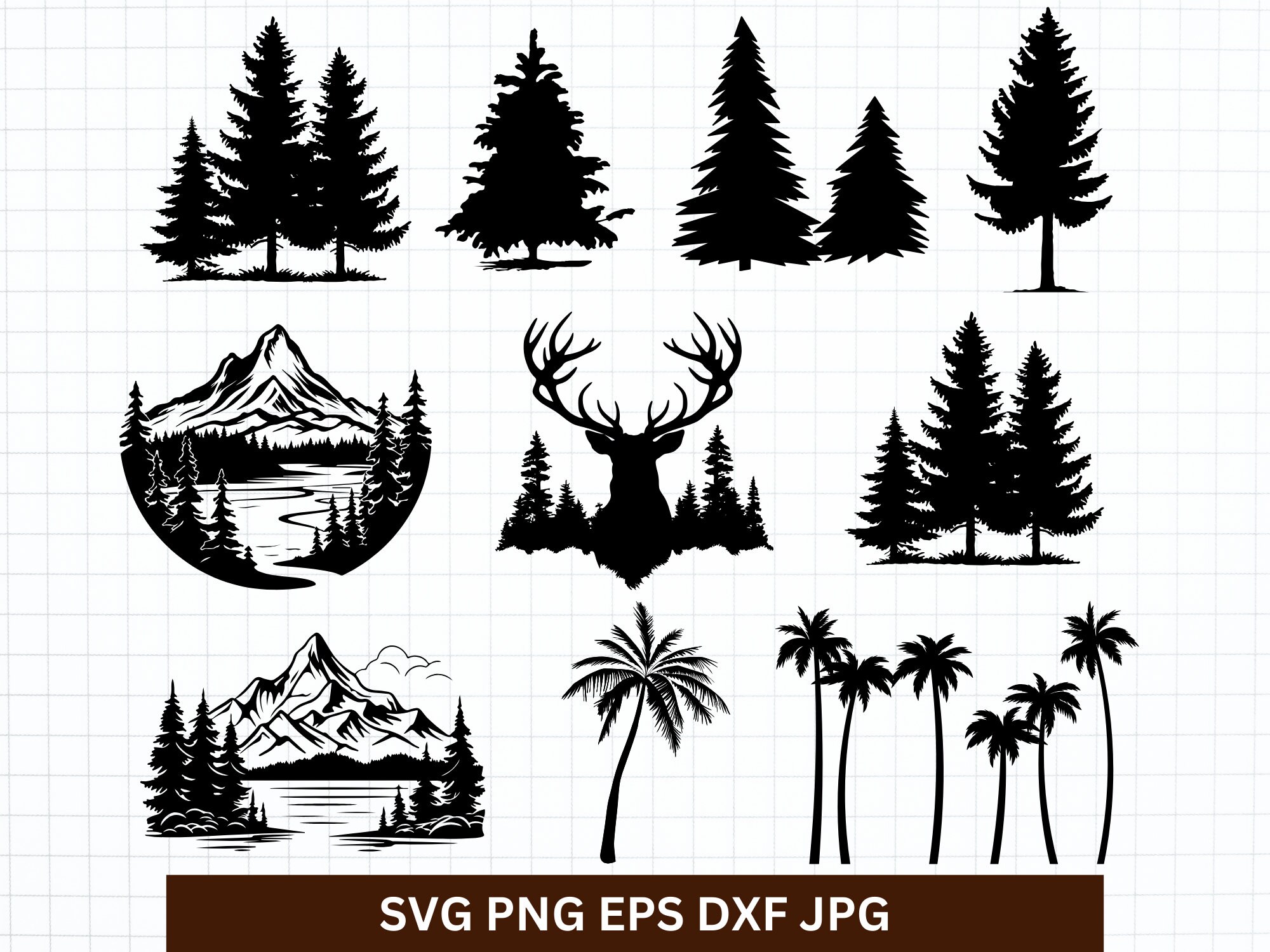 Mountain Forest SVG Bundle, Landscape Svg Wood, Forest Tree Svg, Forest ...
