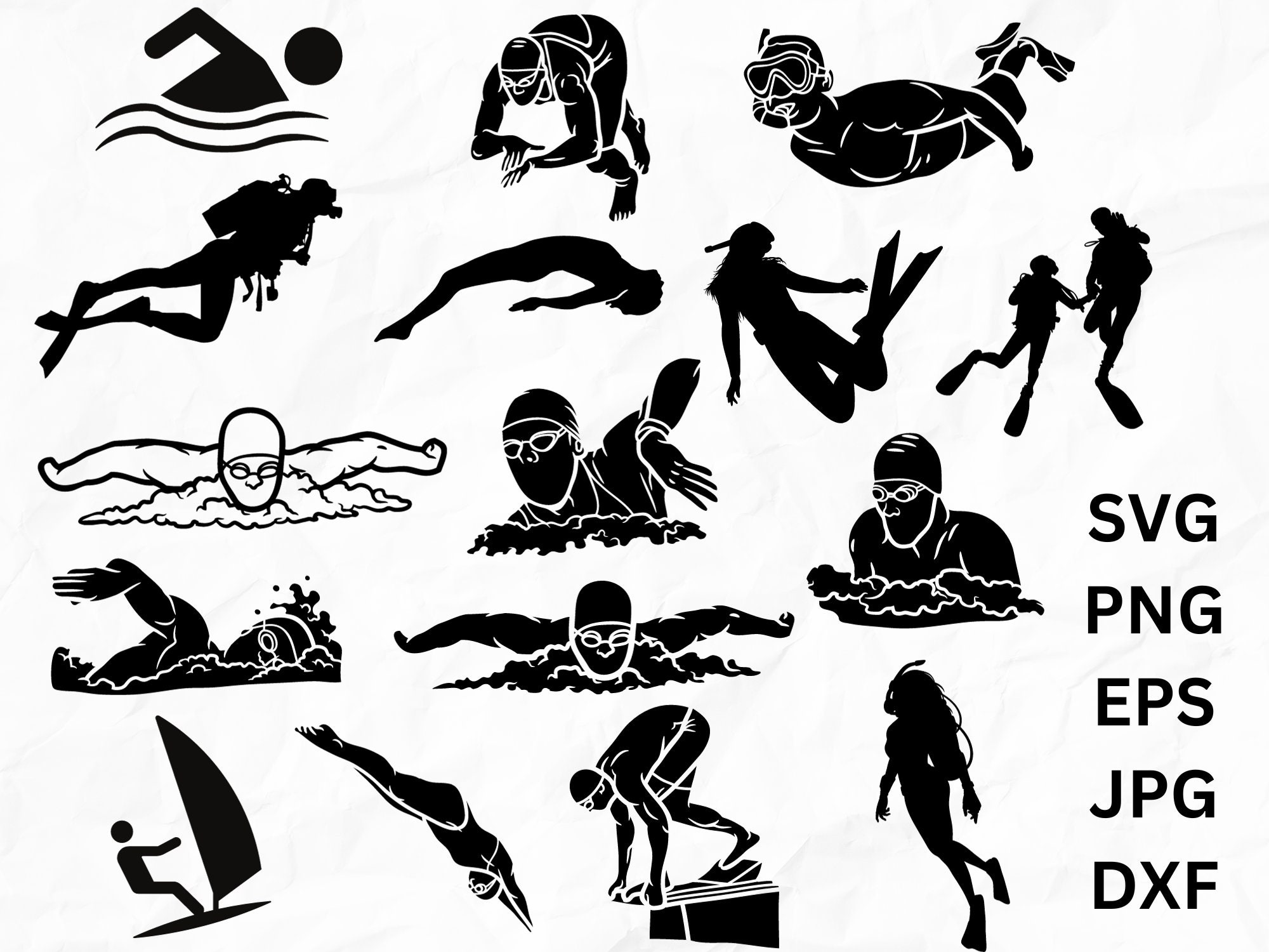 Swimmer SVG File, Swimming Svg, Swimmer Silhouettes, Swimmer Clipart ...