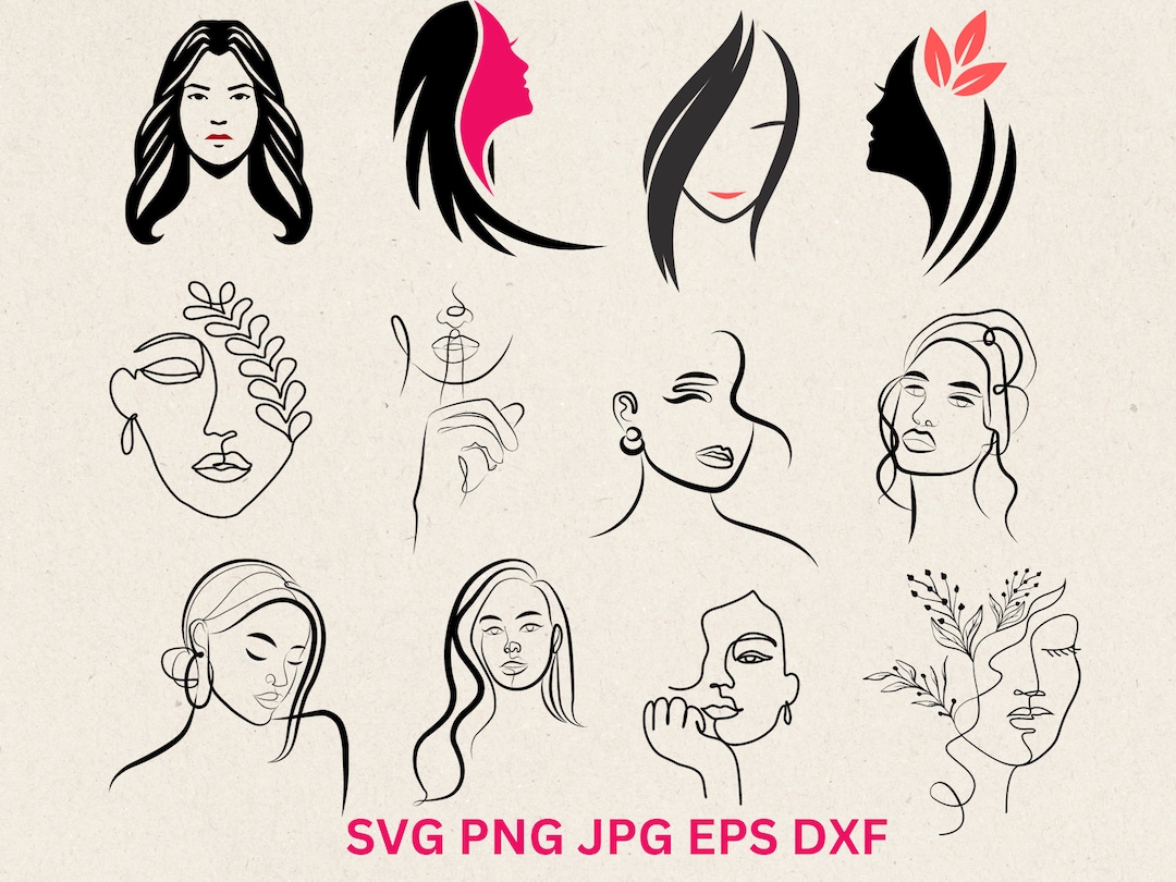 Woman Face Svg, Makeup Svg, Girl Face Svg, Woman Face Silhouette, Hair ...