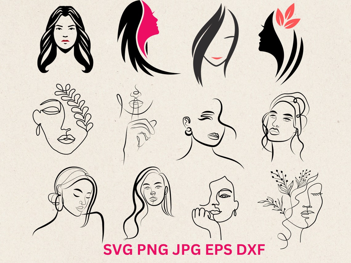 Woman Face Svg, Makeup Svg, Girl Face Svg, Woman Face Silhouette, Hair ...