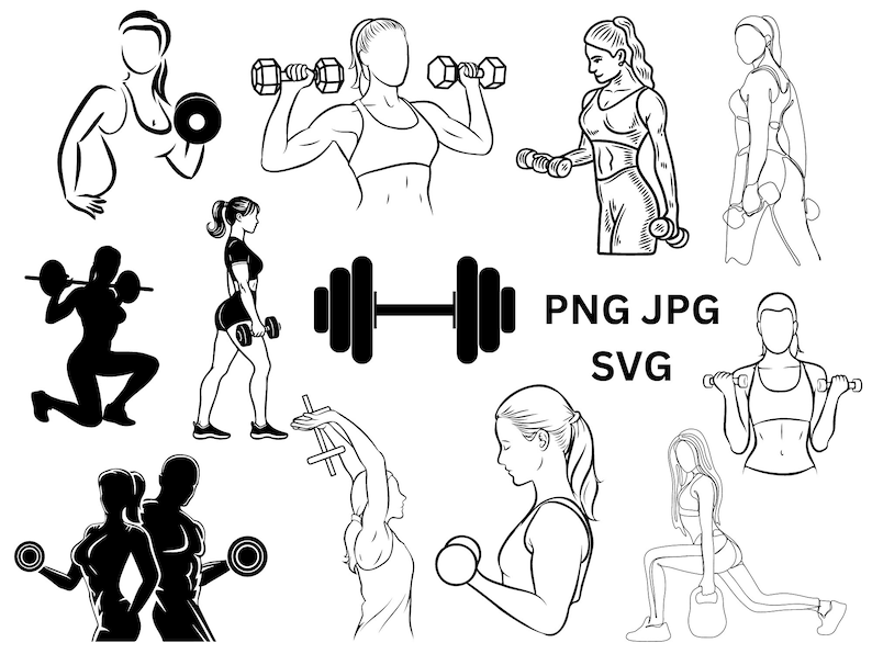 Fitness Girl Svg ,black Woman Svg ,fitness Girls Bundle, Gym, Gym Girls ...