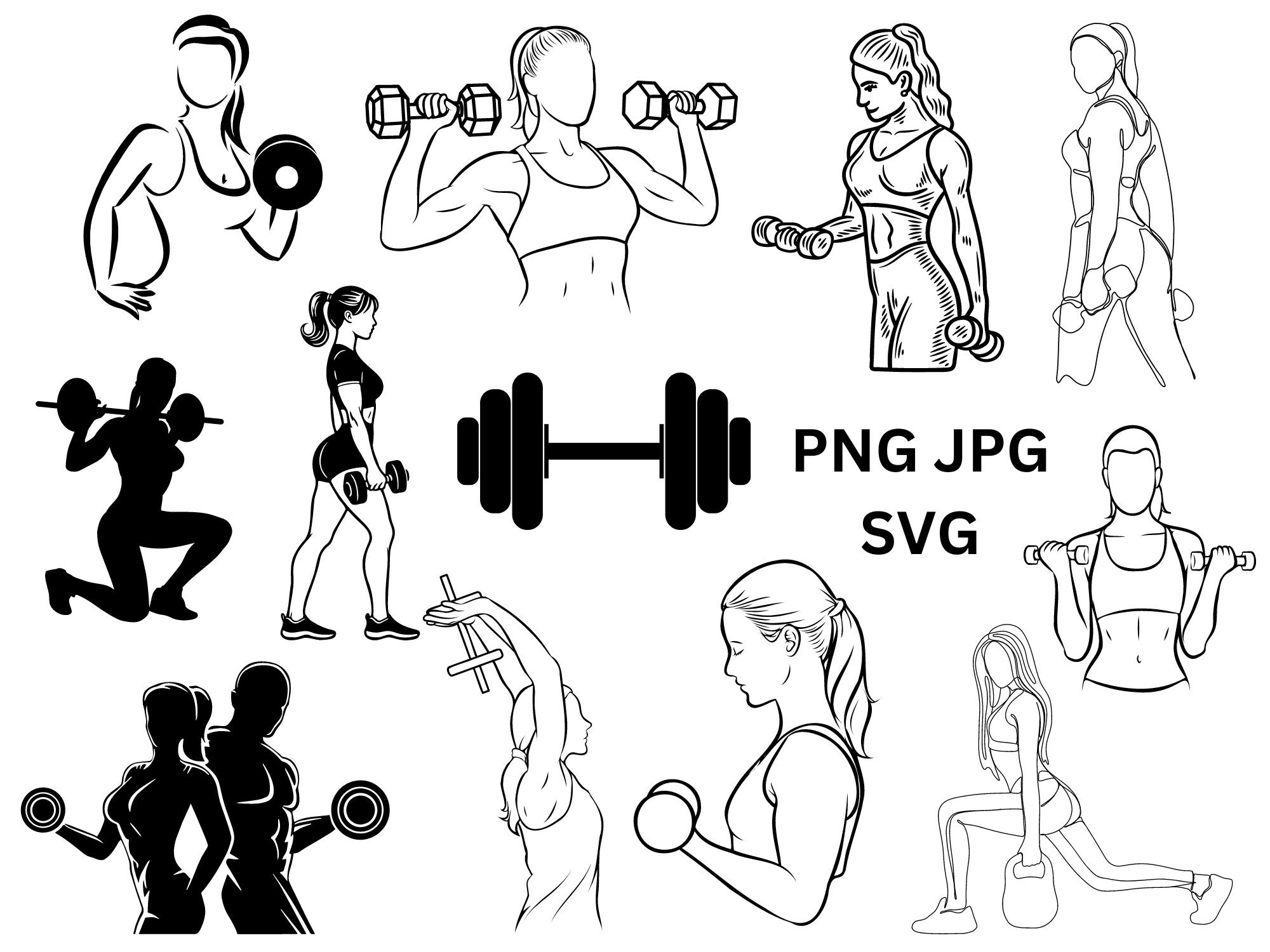 Fitness Girl Svg ,black Woman Svg ,fitness Girls Bundle, Gym, Gym Girls ...