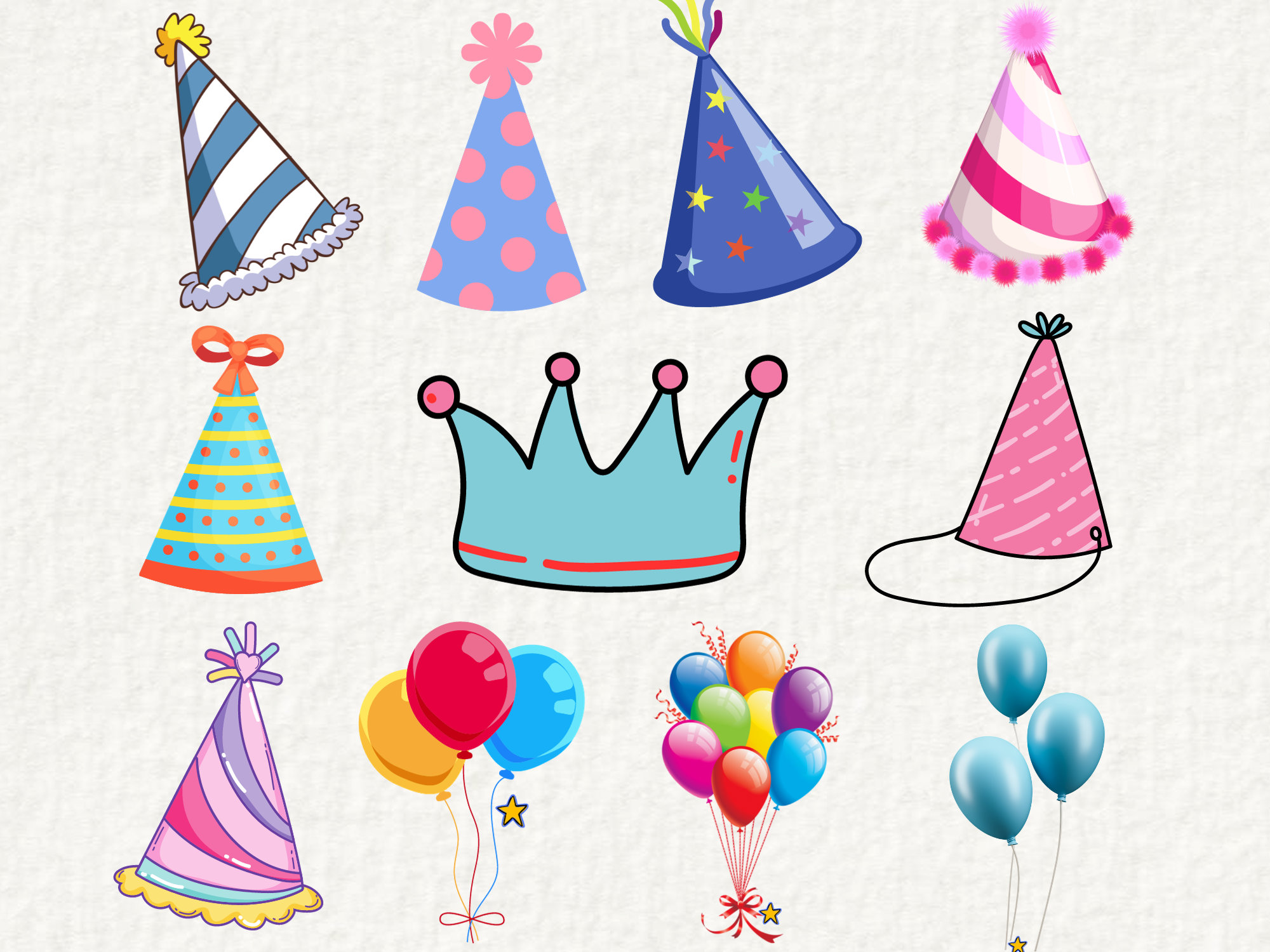 Birthday Hats Svg, Party Hat Clipart, Party Hat Cut Files for ...