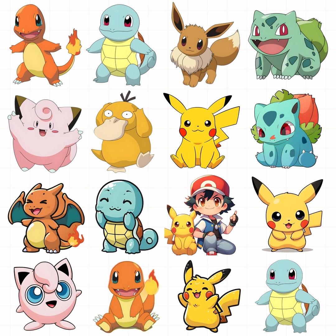 Pokemon Clipart PNG Bundle, Pikachu Charakter Bilder, Cartoon PNG ...