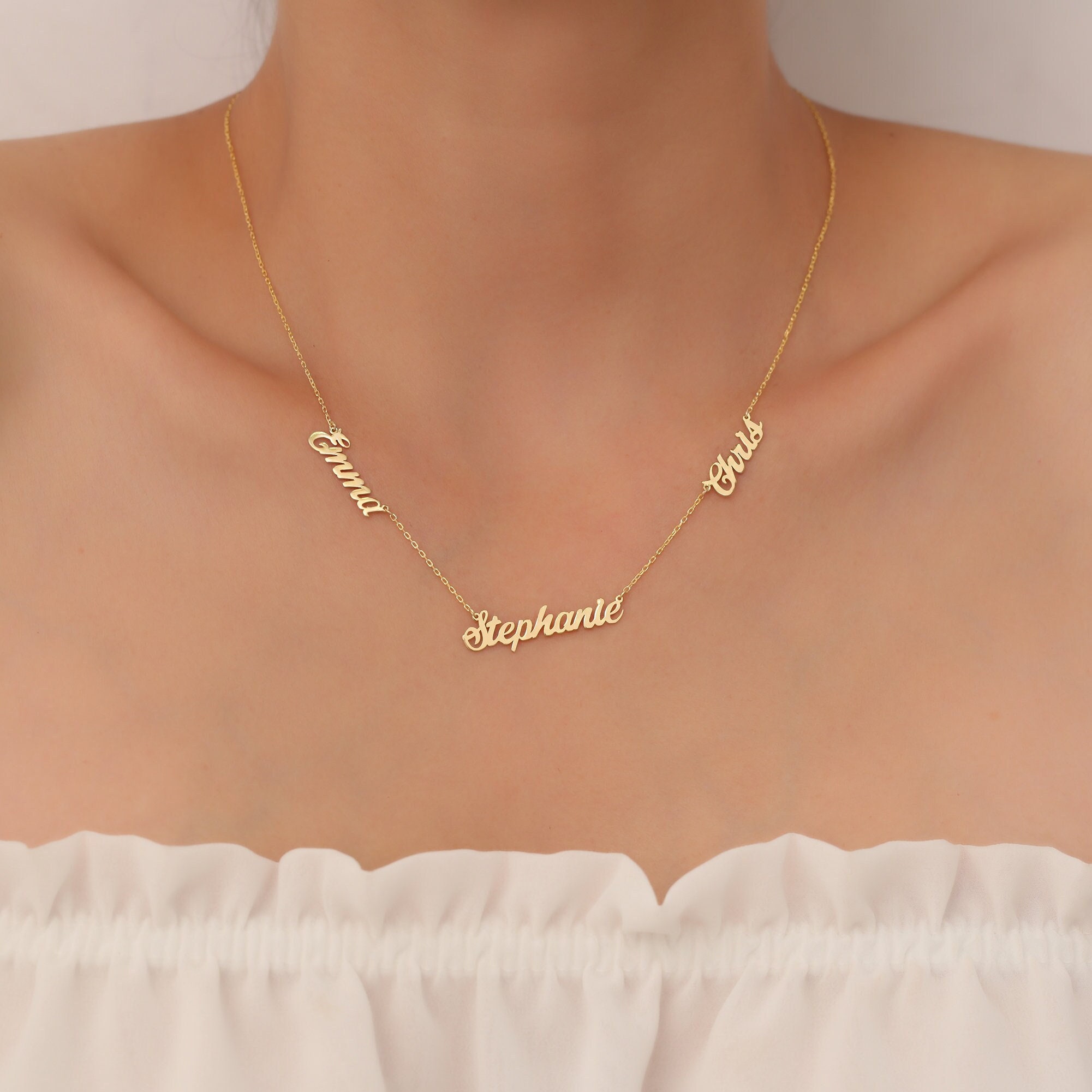 Multiple Name Necklace, 2,3,4,5 Names Necklace, Two Name Necklace ...