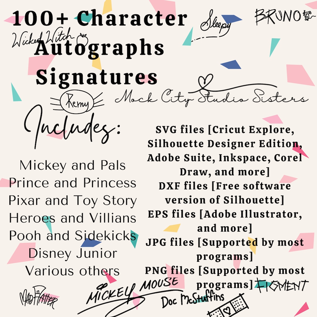 100 Character Autographs Signatures - Etsy
