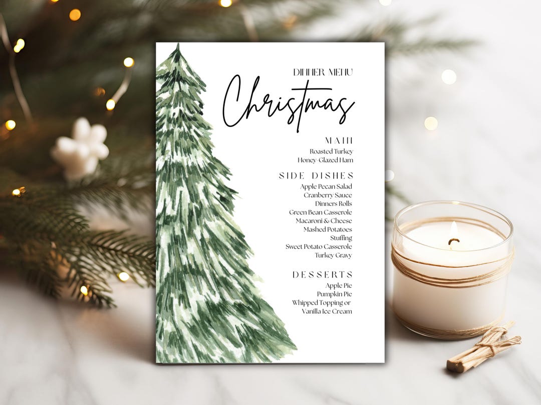 Editable Christmas Menu Template | Printable Christmas Party Dinner ...