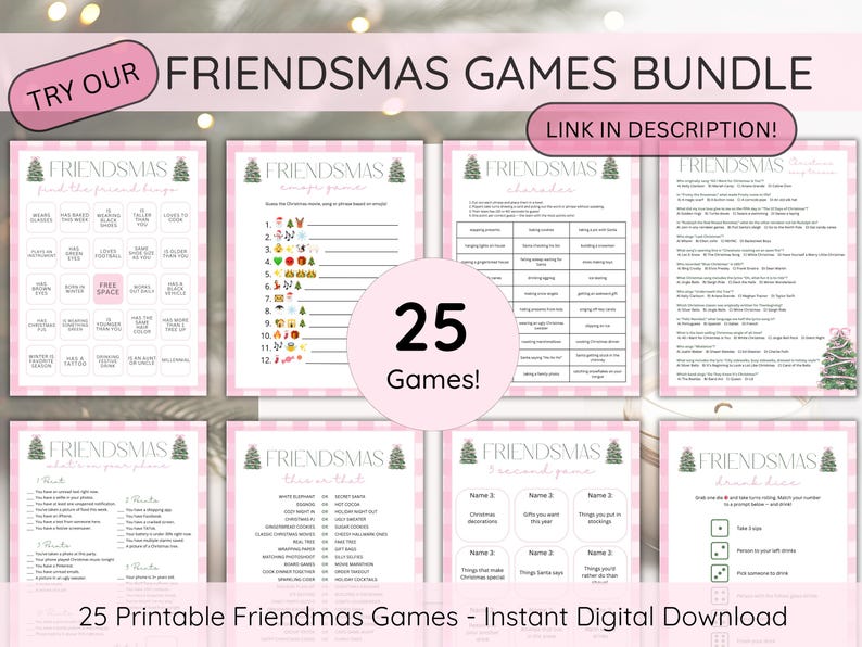 Pink Christmas Movie Trivia Game | Printable Christmas Trivia Game ...