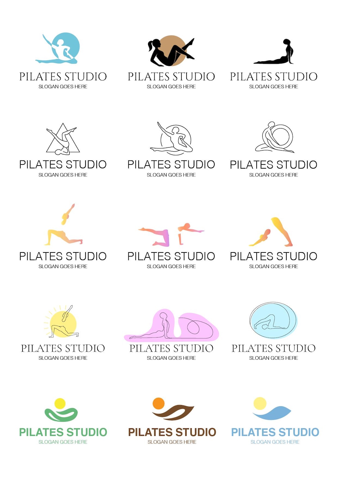 15 Editable Pilates Studio Logos | Modern, Minimalist Vector Logos for ...