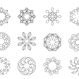 Geometric Floral Mandala Vector Bundle | Line Art SVG, EPS, PNG & Ai ...