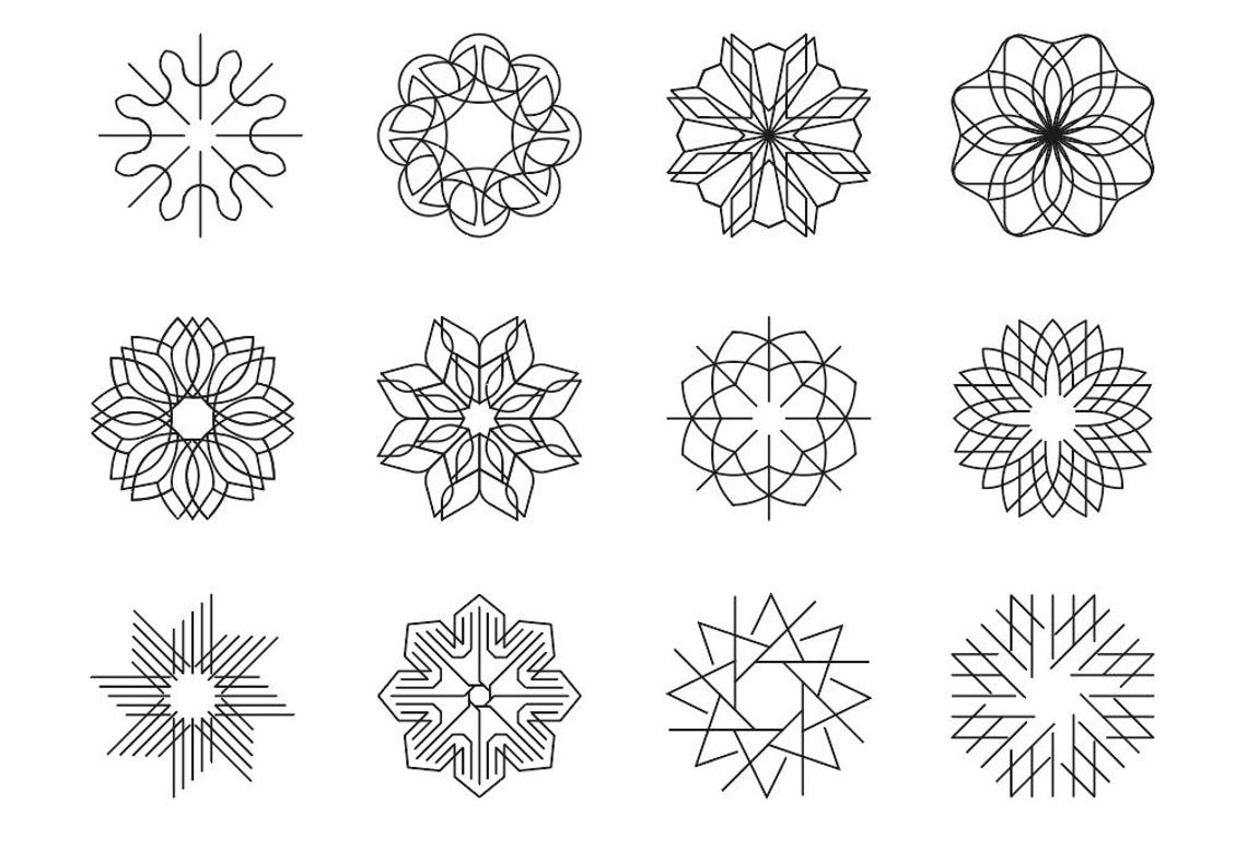 Geometric Floral Mandala Vector Bundle | Line Art SVG, EPS, PNG & Ai ...