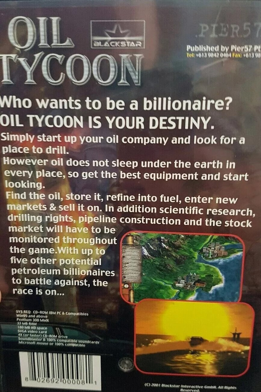 Oil Tycoon PC CD Rom 2001 Computer Video Game - Etsy