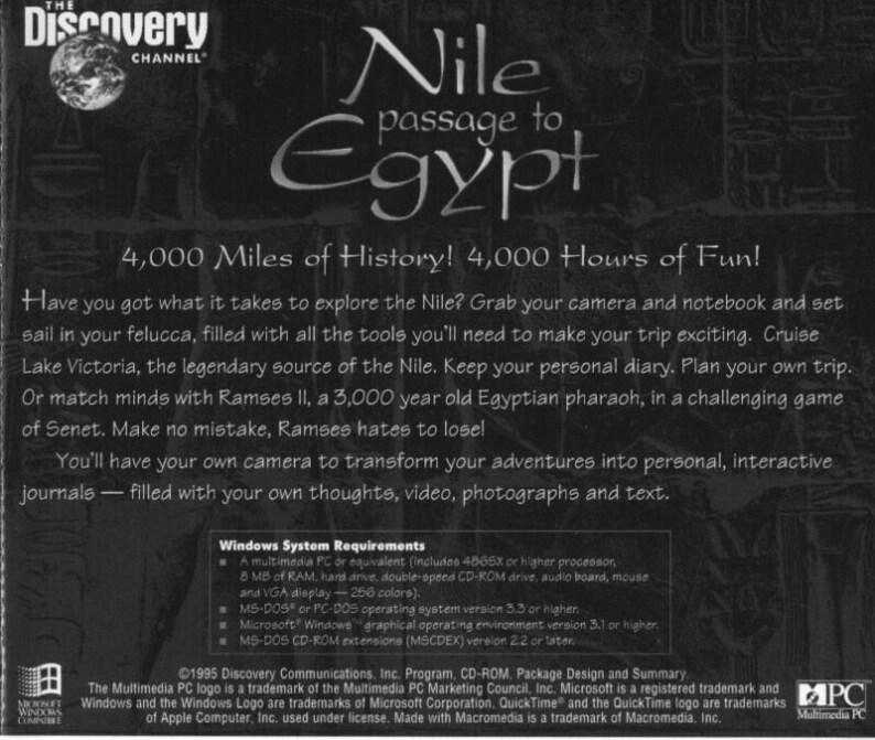 Nile: Passage to Egypt PC Game CD Rom 1995 Discovery Channel - Etsy