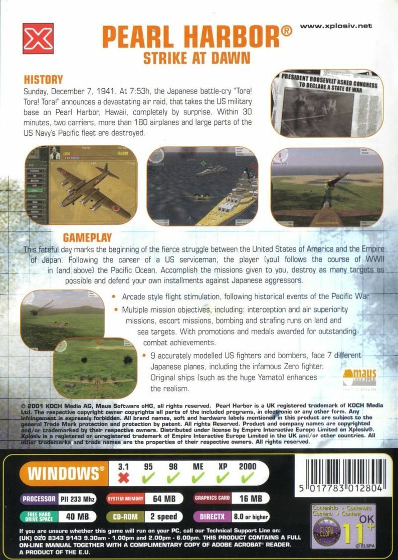 Pearl Harbor: Strike at Dawn PC CD Rom Computer Video Game 2001 - Etsy