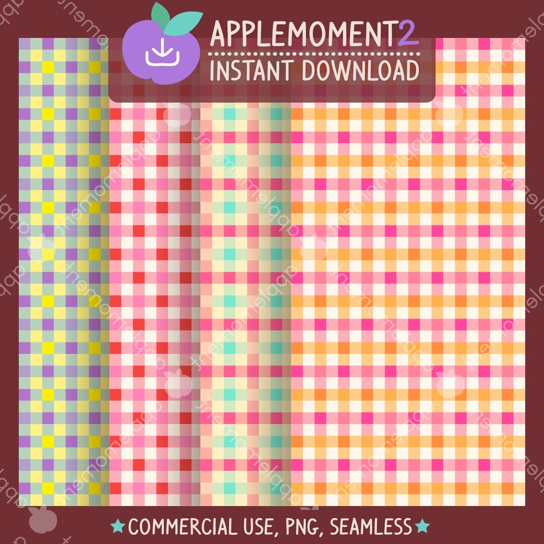 Kawaii Rainbow Gingham Pattern: Seamless Digital Paper (PNG, JPG) - Etsy