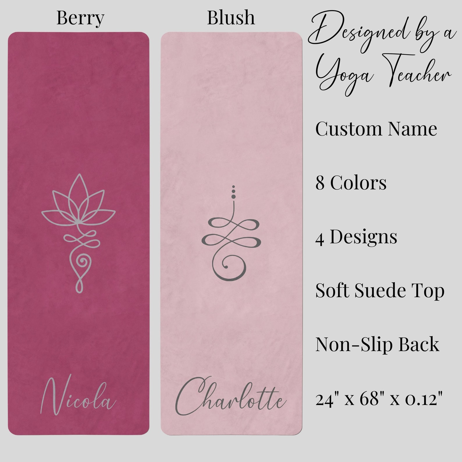 Custom Name Yoga Mat, Soft Microfiber Suede Yoga Mat, Gift for Yoga ...