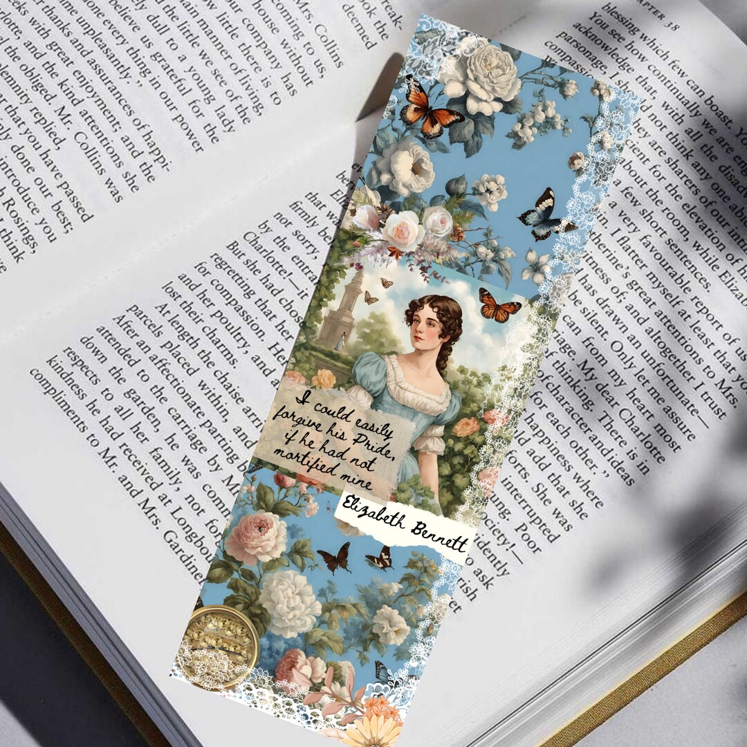 Pride and Prejudice Bookmark, Jane Austen, Mix Media Art - Etsy