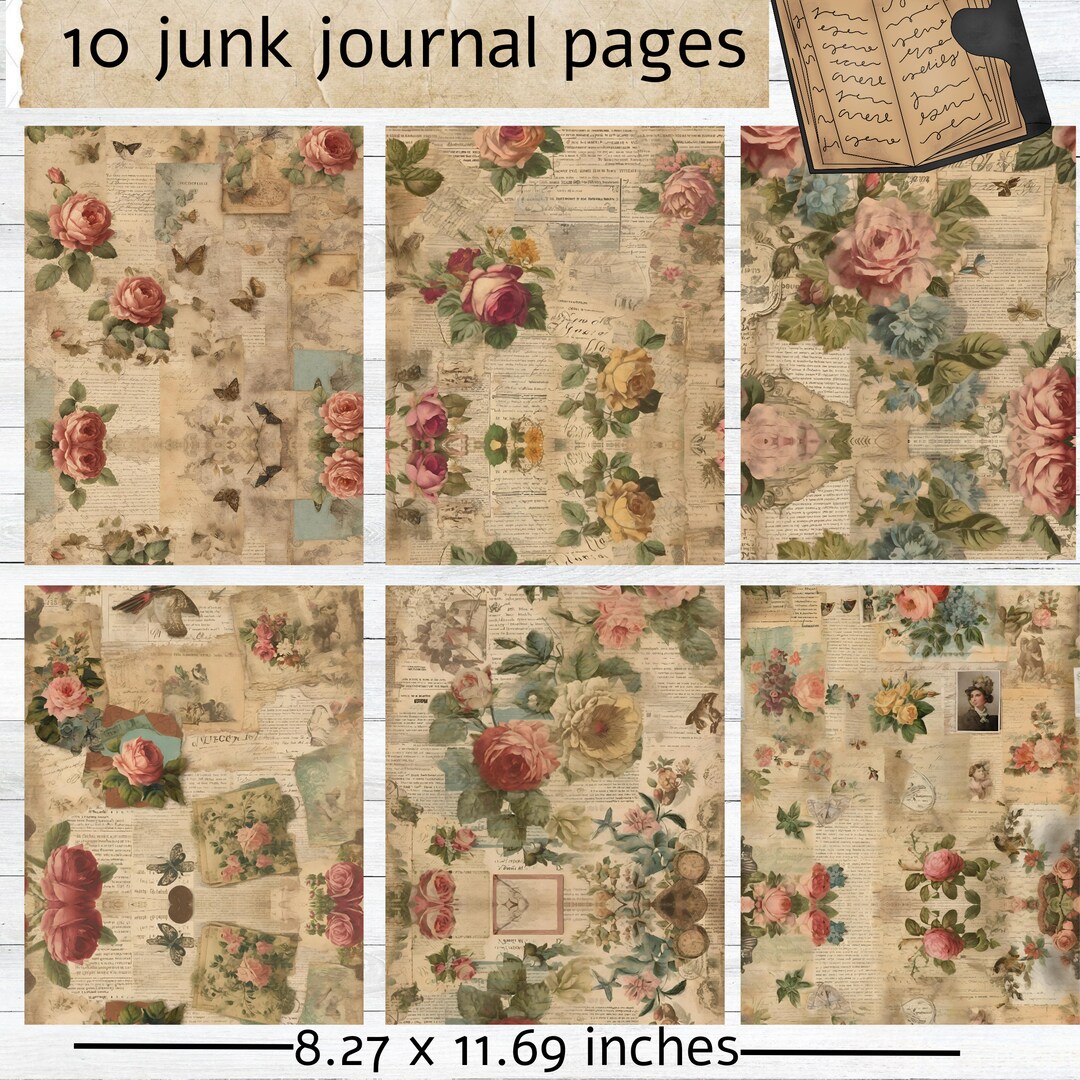 Vintage Floral Junk Journal Pages, Junk Journal Kit, Vintage Prints ...