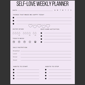 Self-love Weekly Planner: Nurturing Your Inner Radiance - Etsy