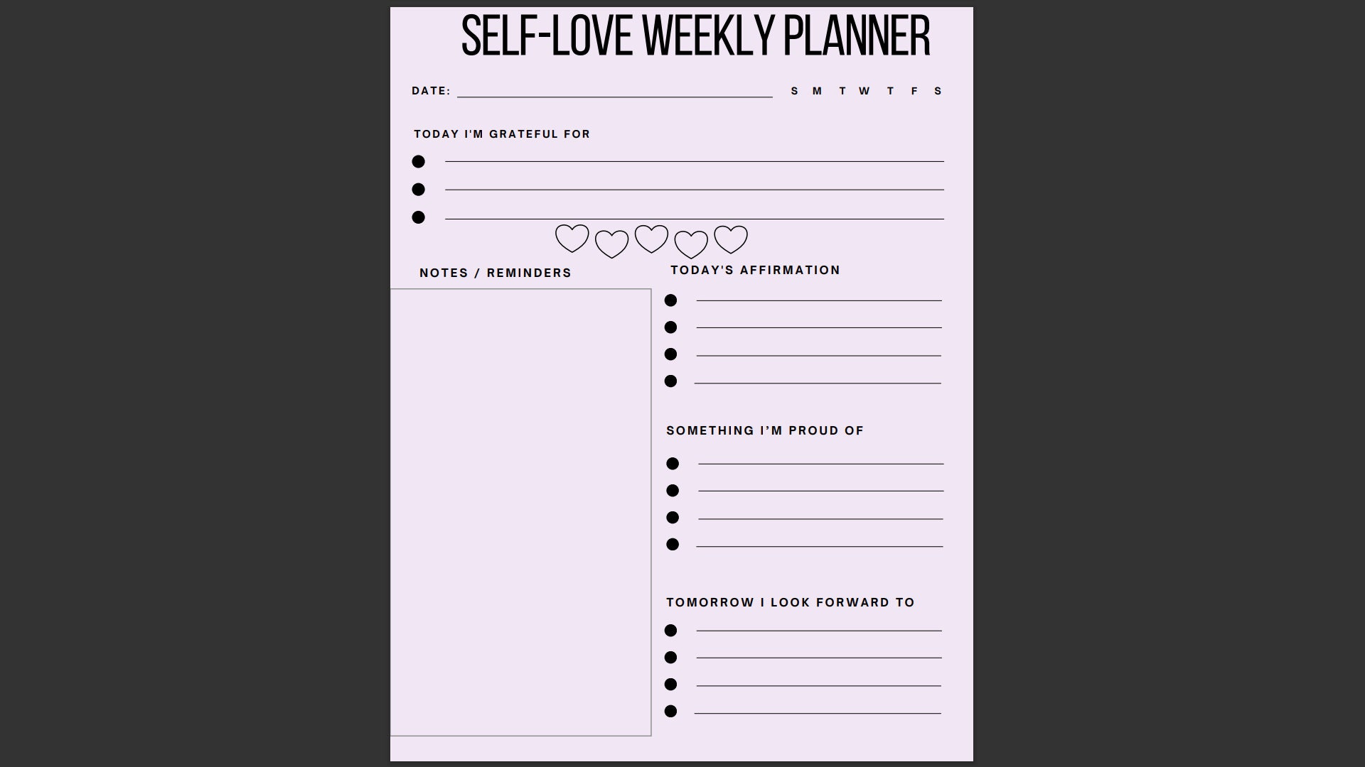 Self-love Weekly Planner: Nurturing Your Inner Radiance - Etsy