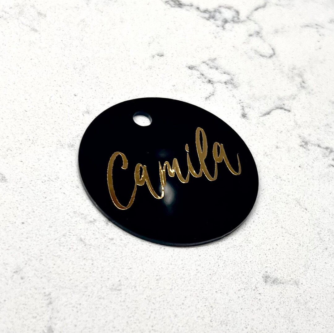 Black Circle Name Tag personalized Name Tag Acrylic Place Card Gift Tag ...