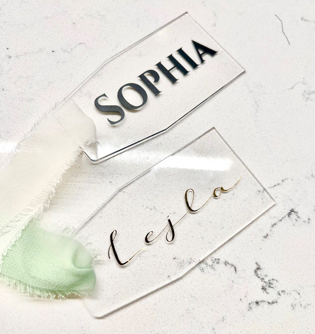 Stocking Tag Clear Name Tag Ribbon personalized Name Tag - Etsy