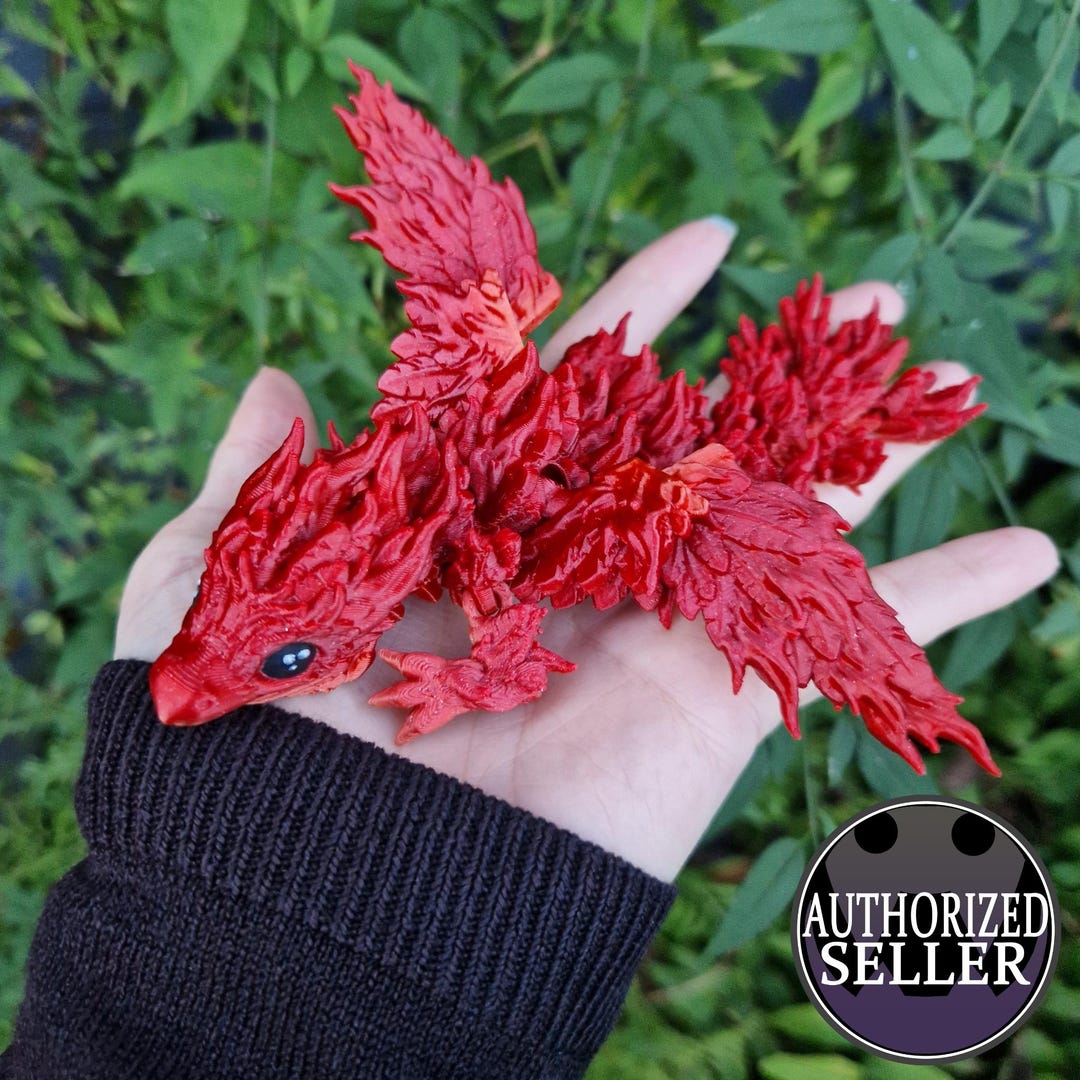 Articulated Fire Dragon Model Moveable Dragon 3d Printed Sparkly Red ...