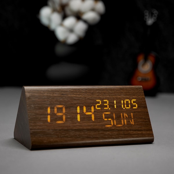 Wood Digital Desk Clock - Etsy