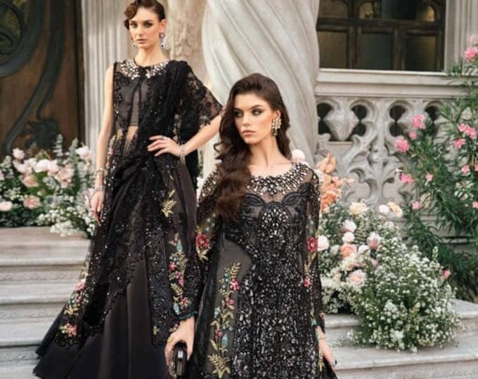 Black Maria B. Bridal Maxi Pakistani Wedding Reception Walima Long ...