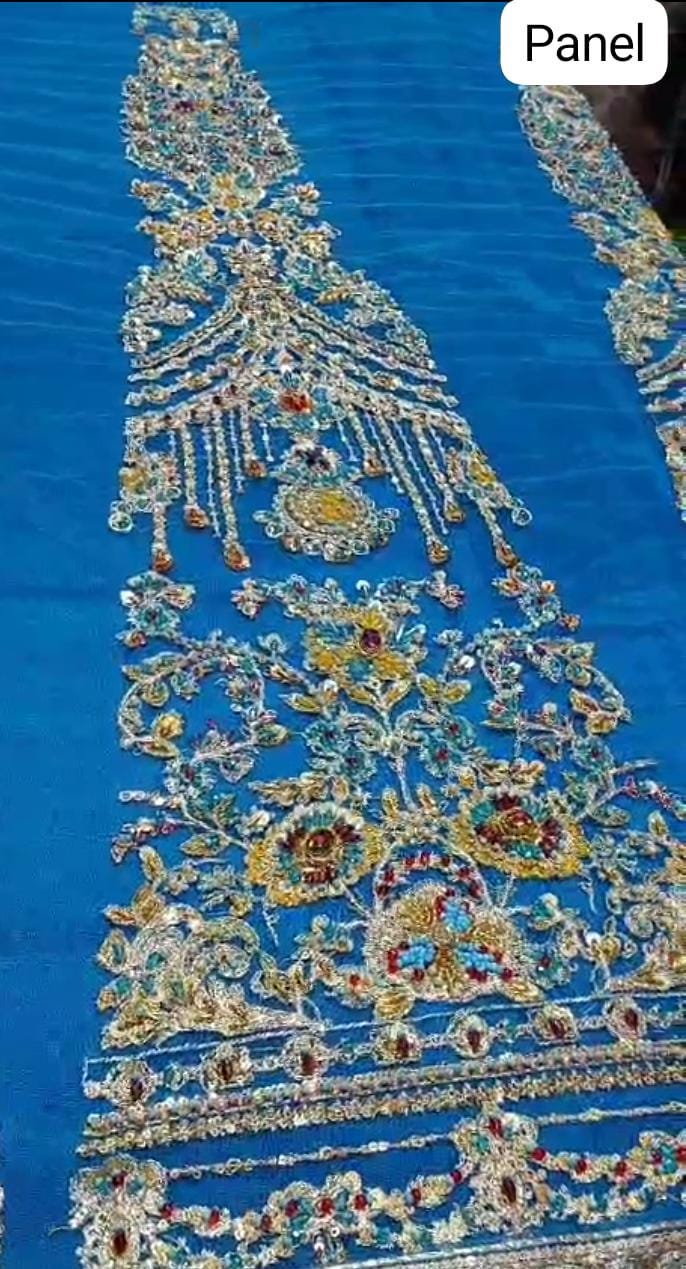 Blue & Yellow Bridal Maxi Pakistani Designer Wedding Reception/nikkah ...